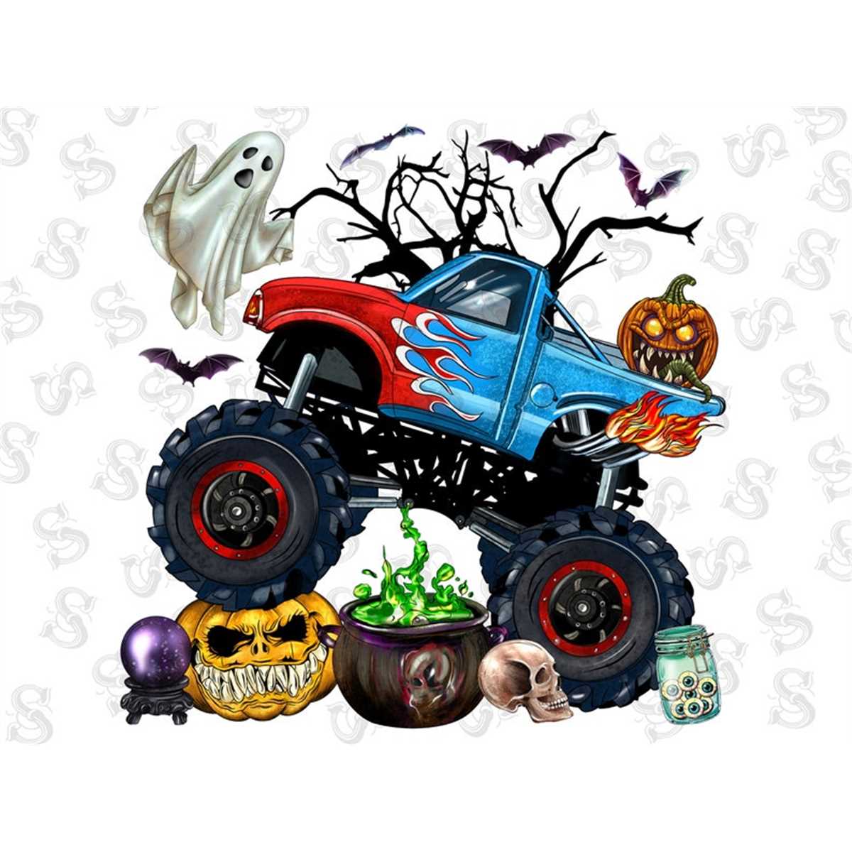 Halloween Monster Truck Sublimation Design Png, Pumpkin Mons | Inspire ...