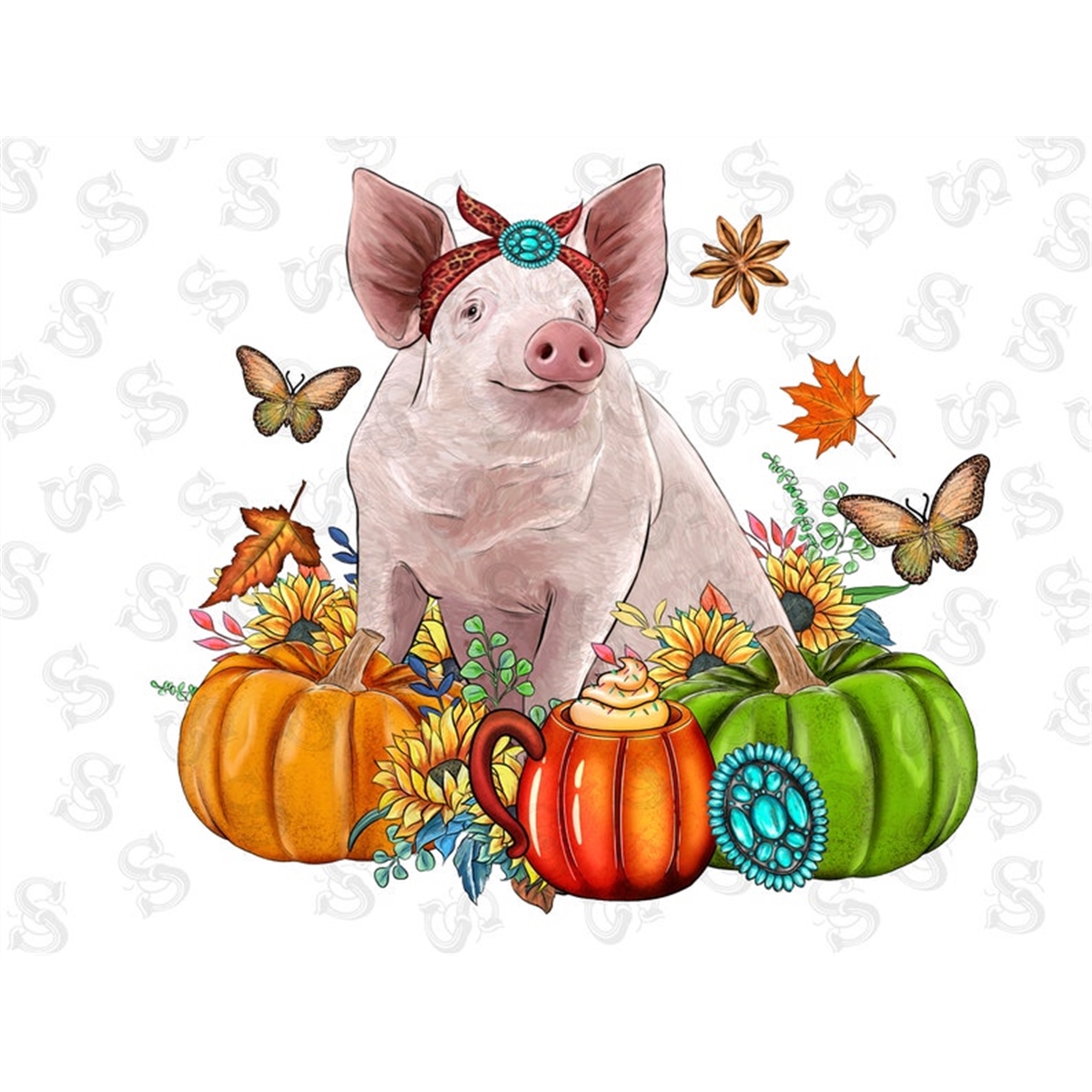 Fall Pumpkin Pig Png Sublimation Design,Sunflower, Thankful | Inspire ...