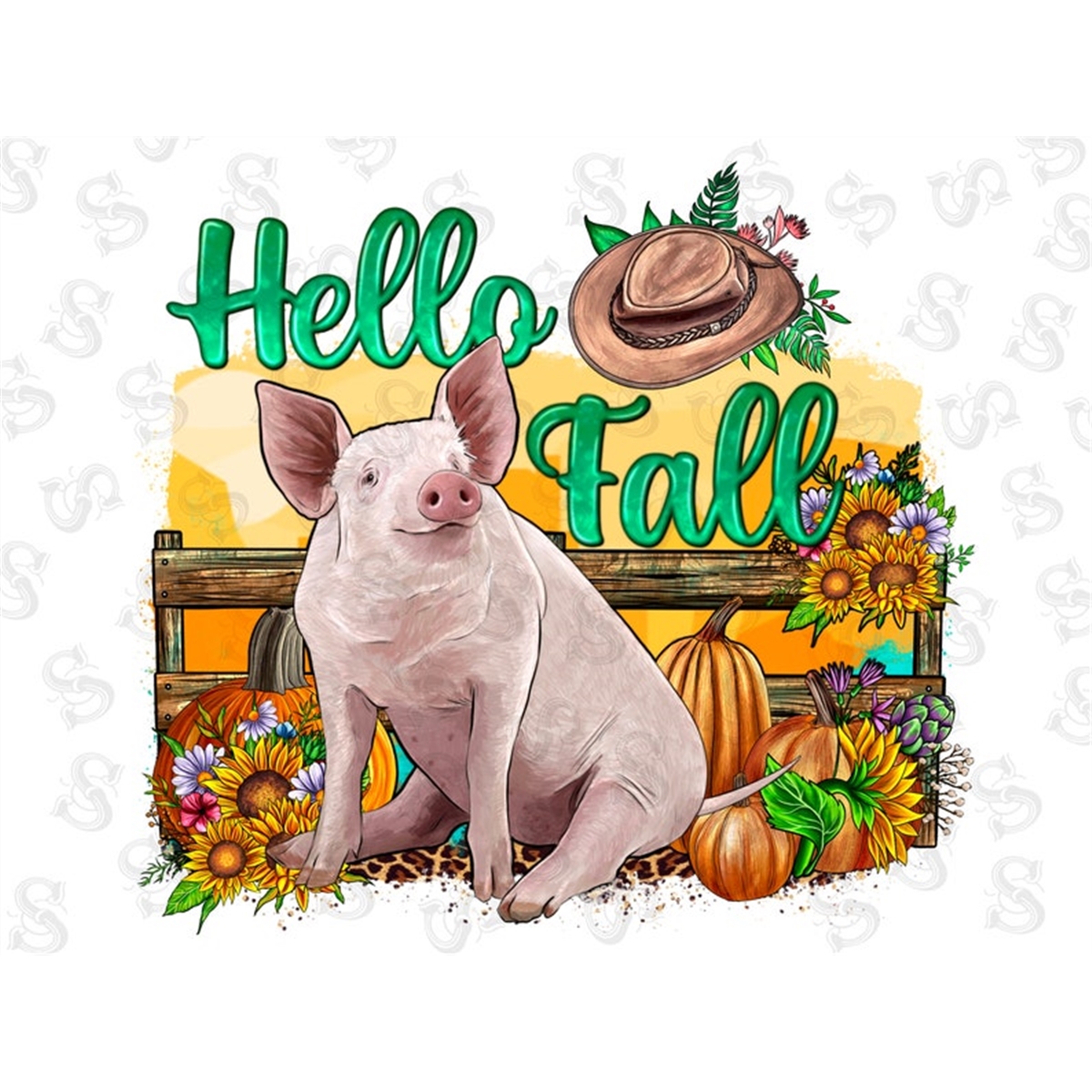 Hello Fall Pig Png Sublimation Design, Fall Clipart, Fall Vi | Inspire ...