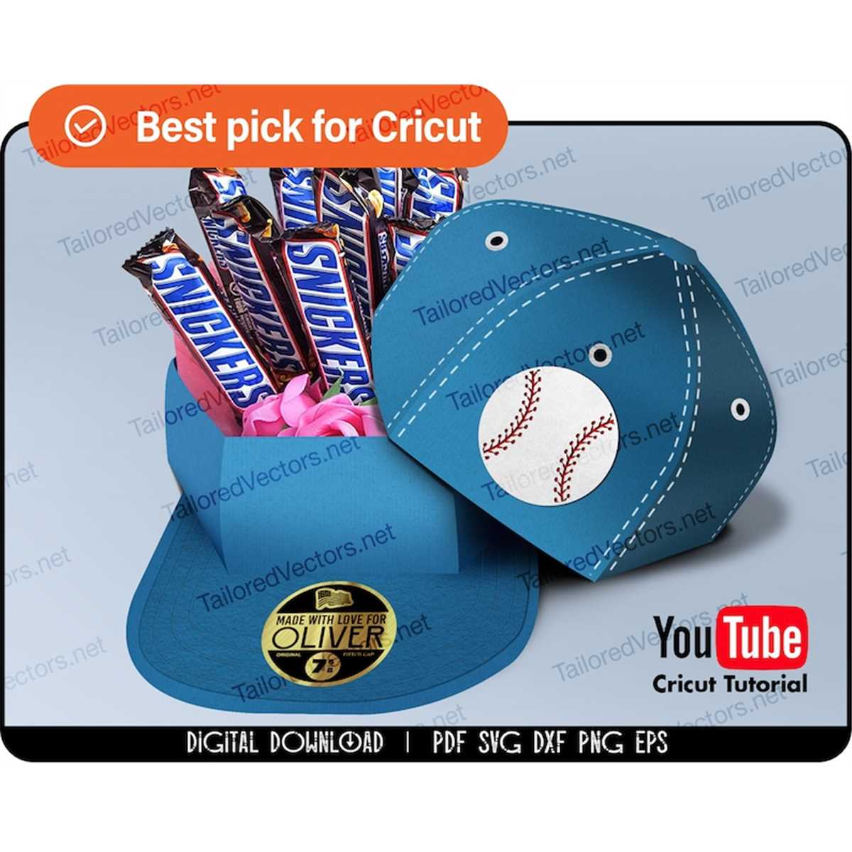 Baseball Cap Gift Box SVG PDF Template, valentine favor box | Inspire ...