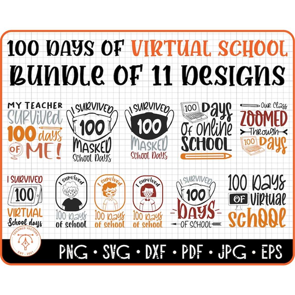 100 Days of Virtual School SVG Bundle, I survived 100 days, | Inspire ...