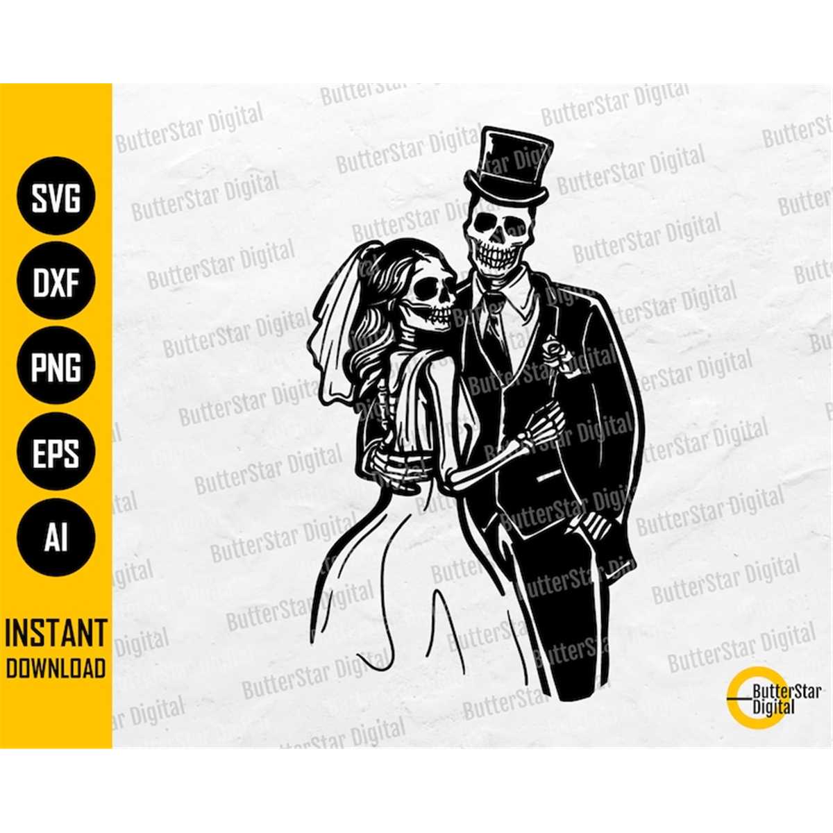 Skeleton Wedding SVG | Dead Lovers SVG | Gothic Bride Groom - Inspire ...