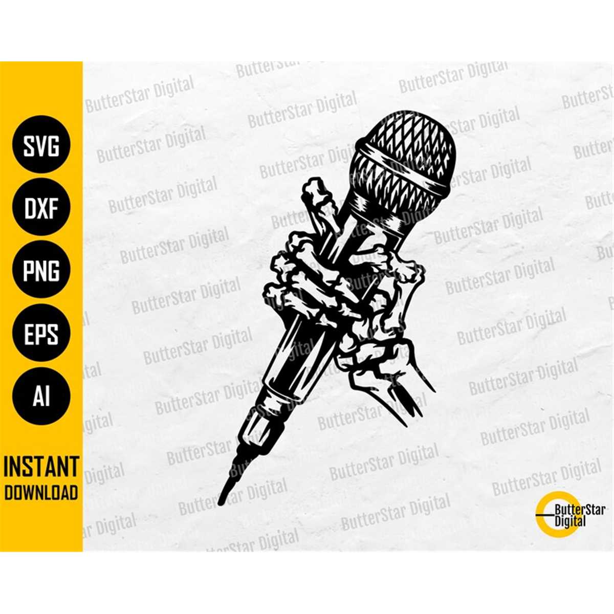 Skeleton Hand With Microphone SVG | Music T-Shirt Decal Viny - Inspire ...