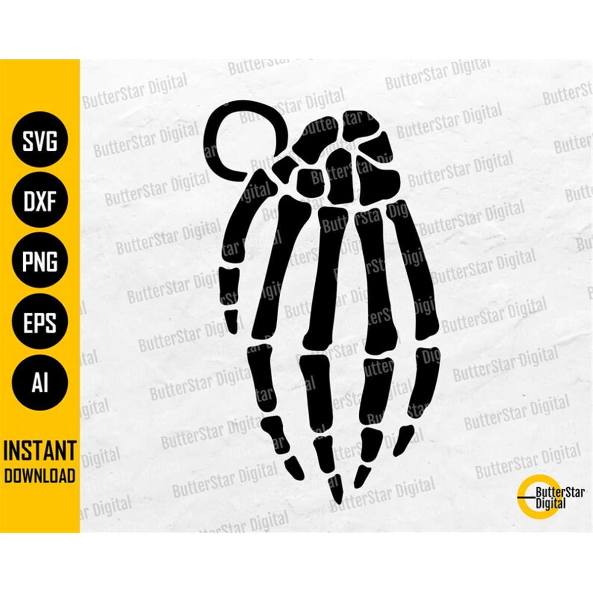 Skeleton Hand Grenade SVG | Bones Tattoo Decal T-Shirt Stick - Inspire ...