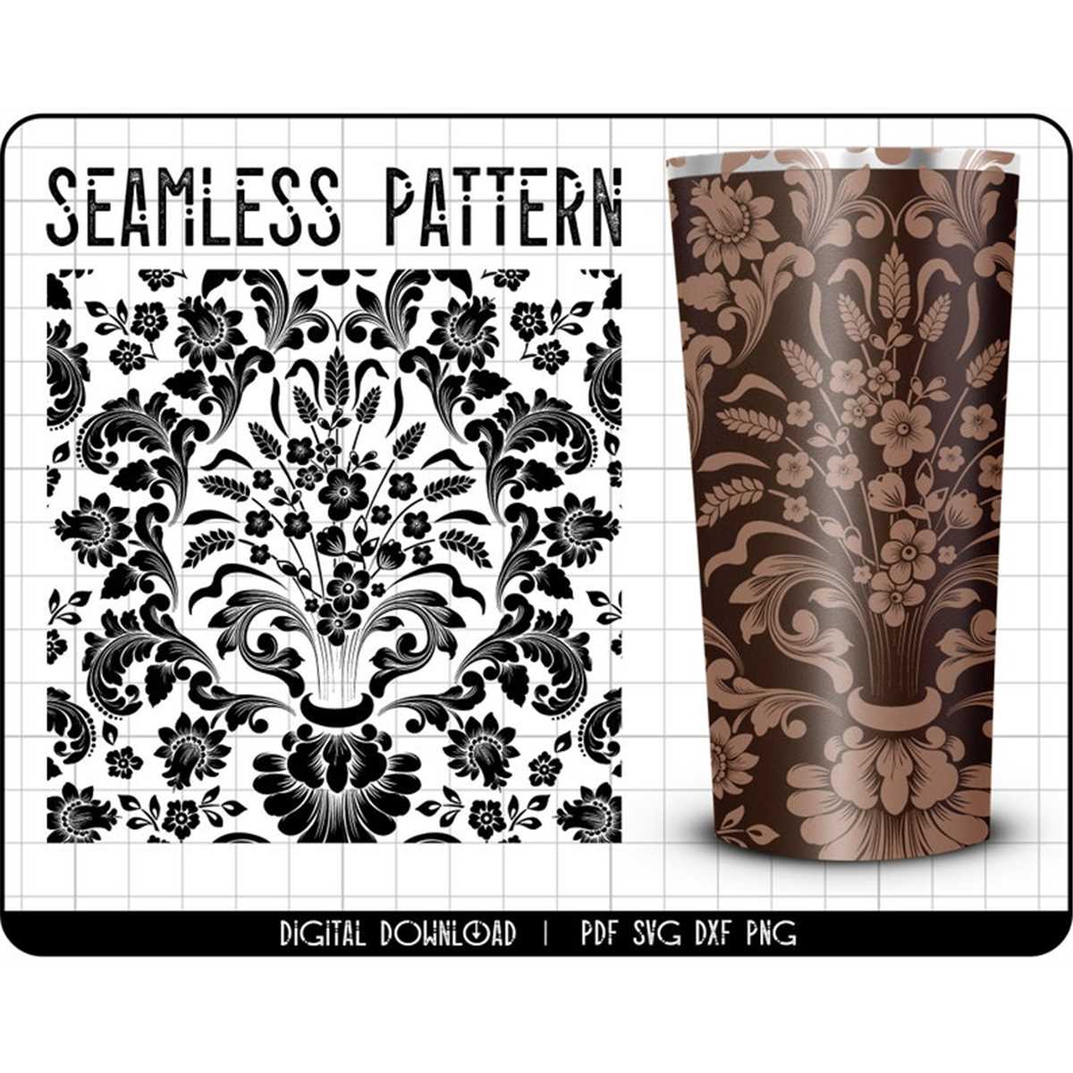 Seamless floral pattern svg, tooled leather svg, tumbler wra | Inspire ...