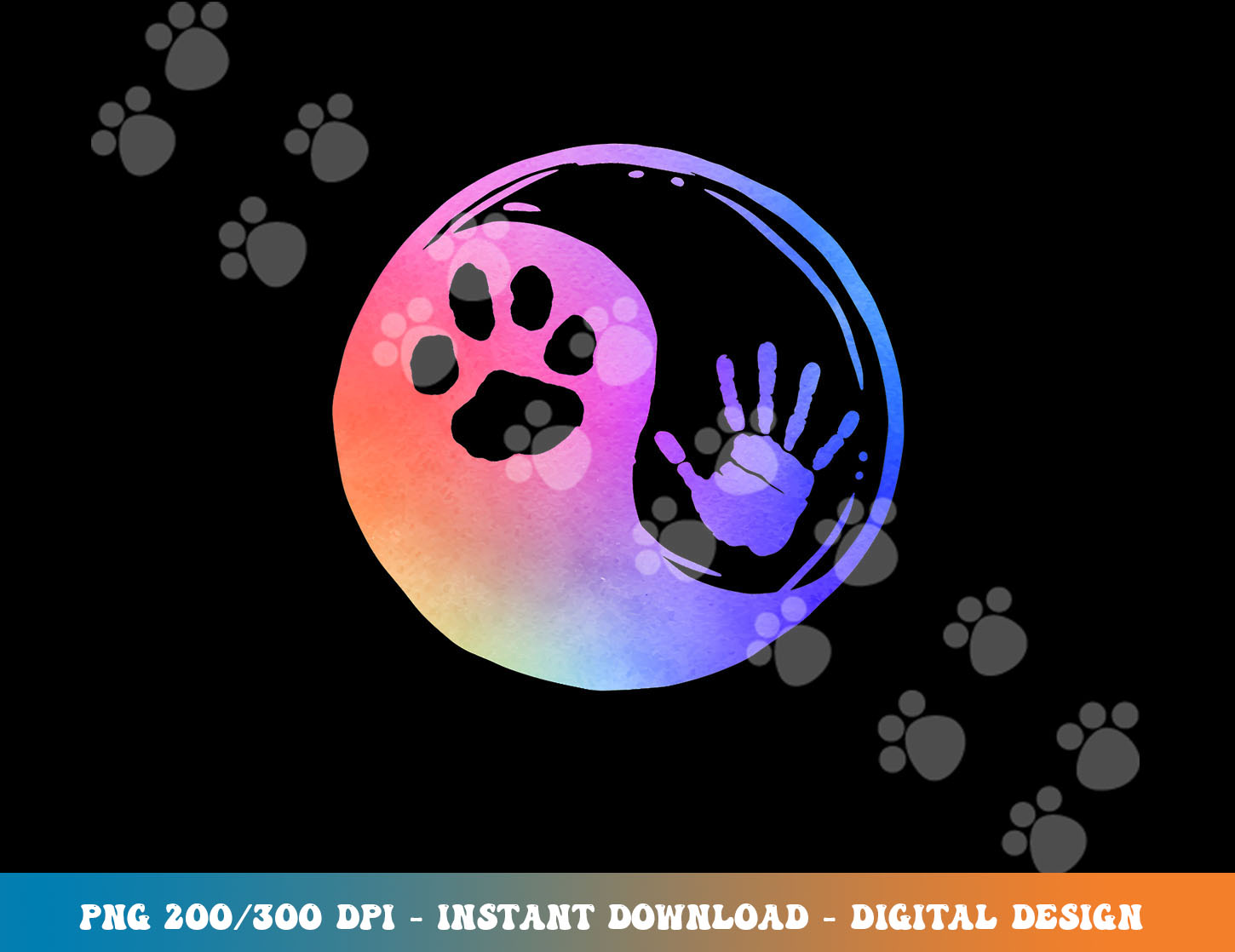 Dog Cat Paw Print Hand Yin Yang Rainbow Pawprint Hand Print | Inspire ...