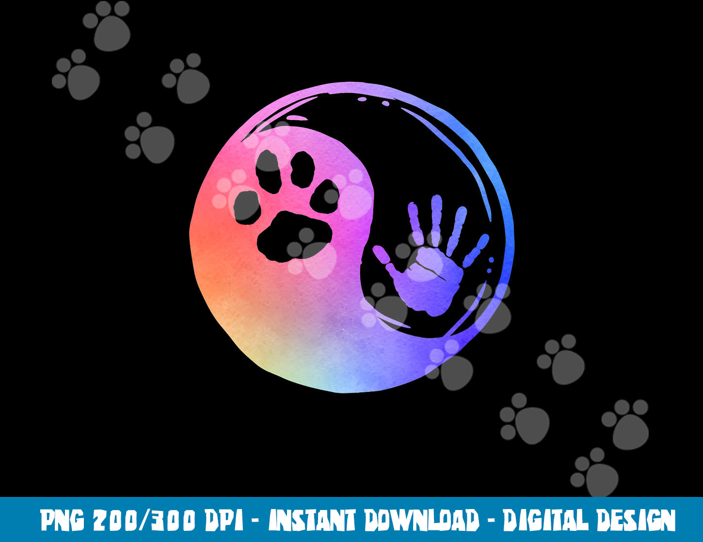 Dog Cat Paw Print Hand Yin Yang Rainbow Pawprint Hand Print | Inspire ...