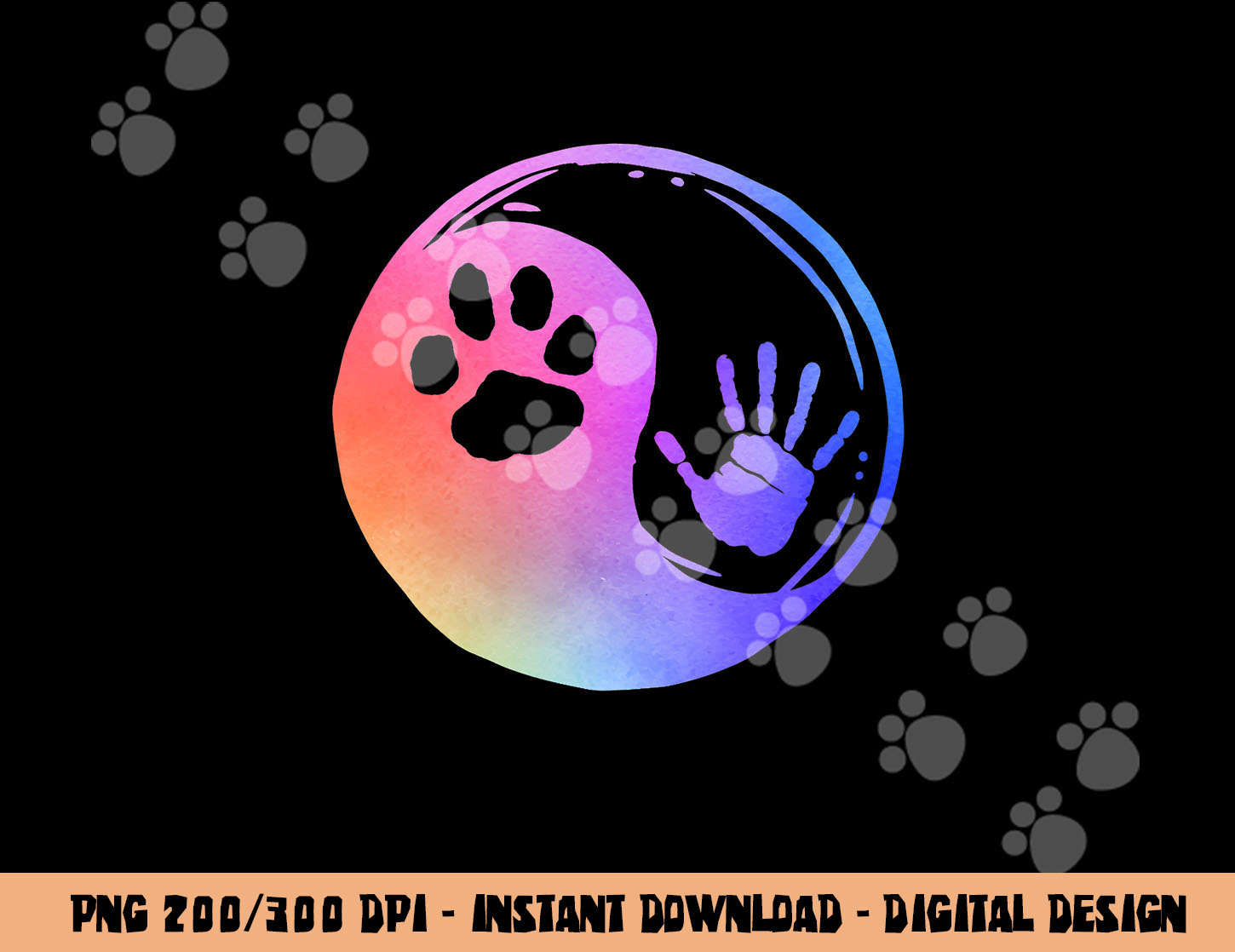 Dog Cat Paw Print Hand Yin Yang Rainbow Pawprint Hand Print | Inspire ...