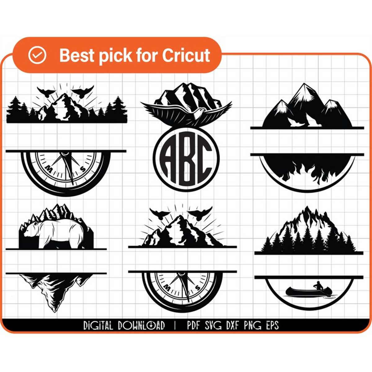 Mountain split monogram svg Bundle, mountain svg, mountains - Inspire ...