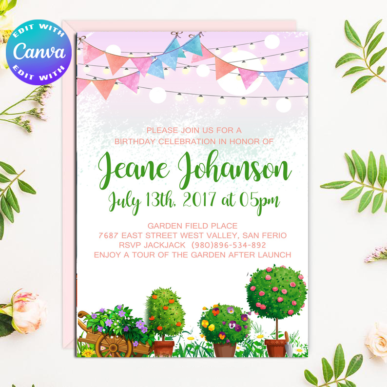 Garden Invitation, Garden Party Invitation, Garden Birthday - Inspire ...