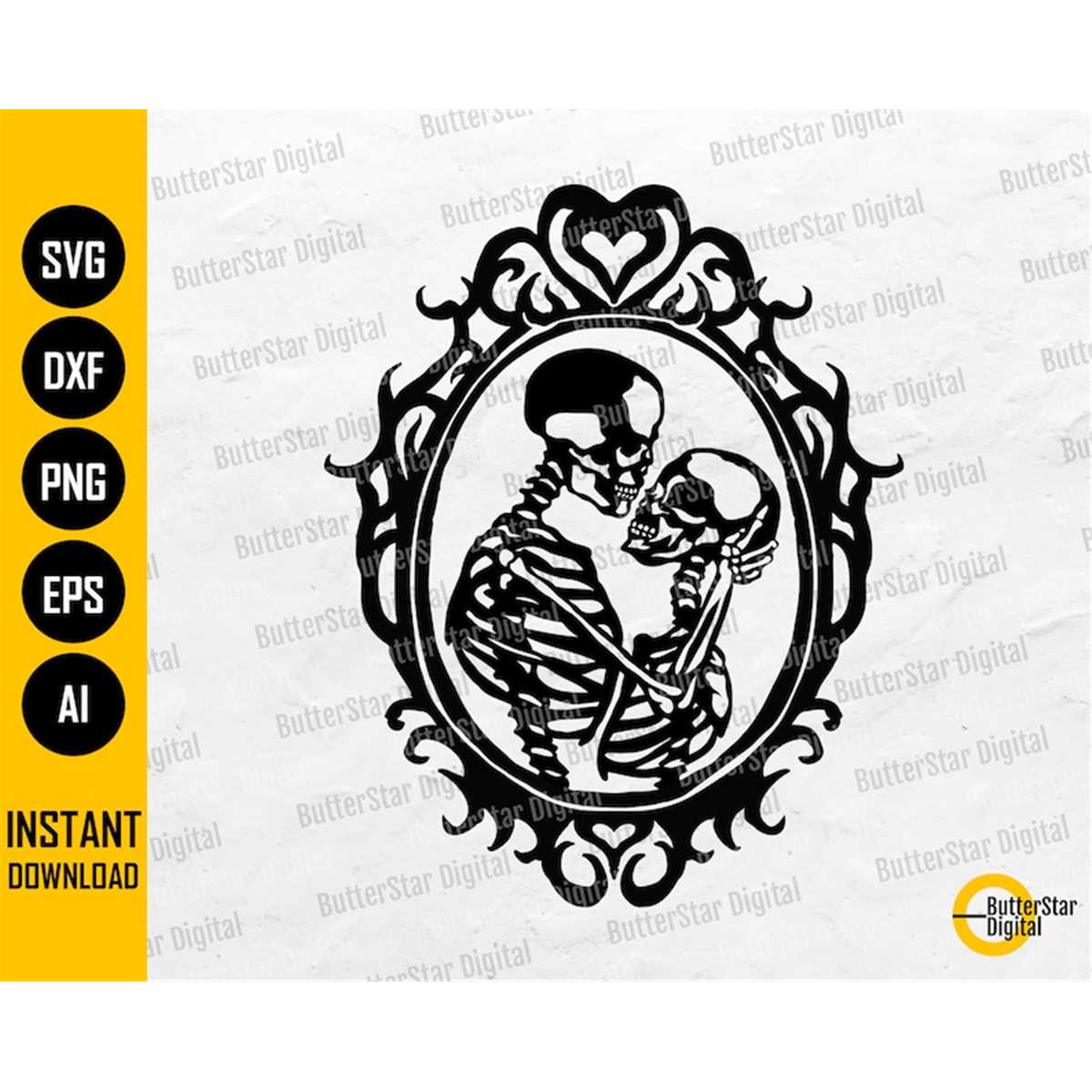 Skeleton Lovers Frame SVG | Dead Love SVG | Romantic Decal S - Inspire ...