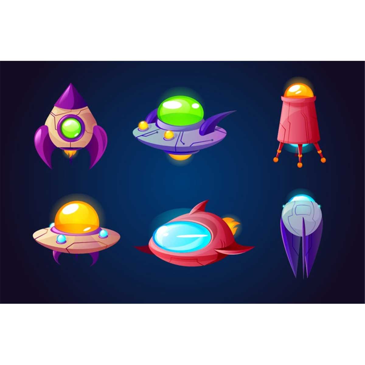 Hand Drawn Cartoon Space Ships SVG Bundle Alien Galaxy Shutt | Inspire ...