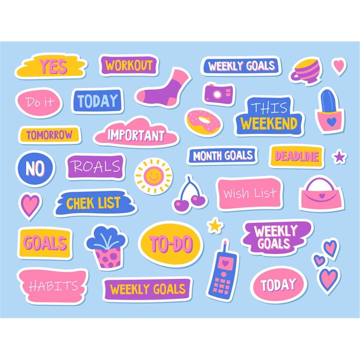 Printable Digital Planner Stickers SVG Bundle Daily Diary Cl | Inspire ...