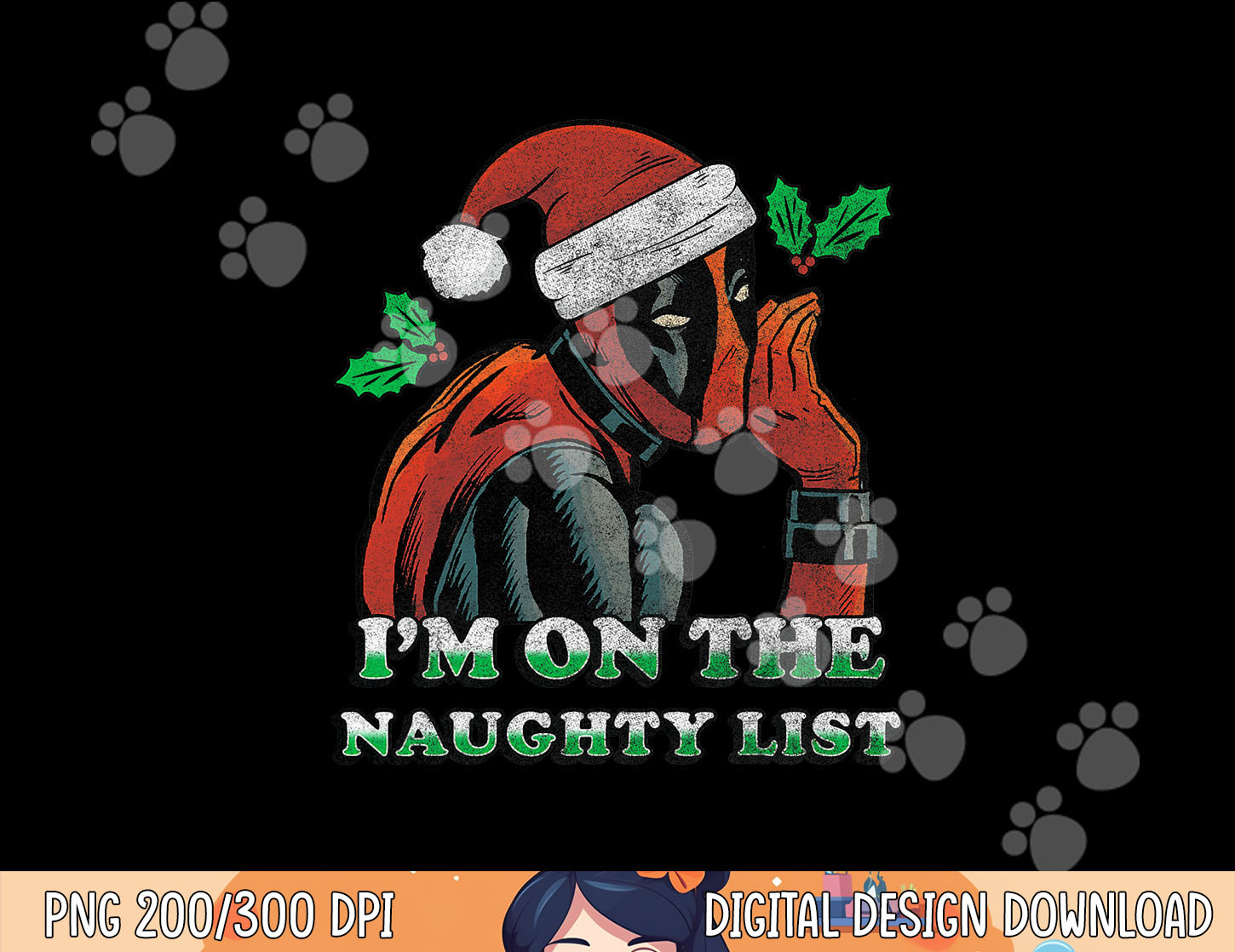 Marvel Deadpool Santa Secret Naughty List Christmas png, sub | Inspire ...