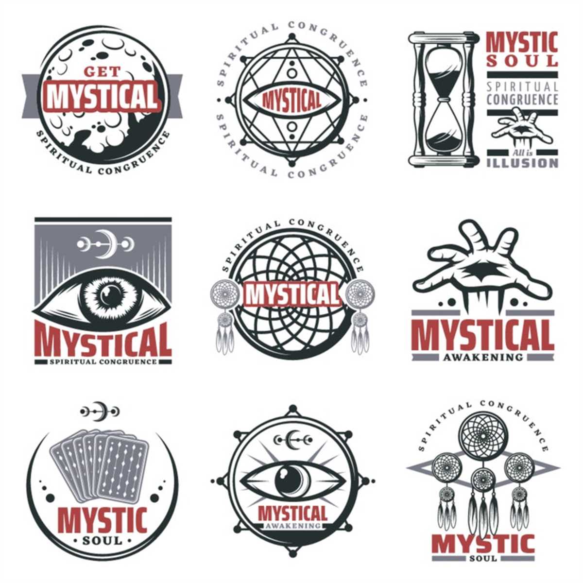 Vintage Tarot Card logos SVG bundle Mystical Spiritual Emble - Inspire ...
