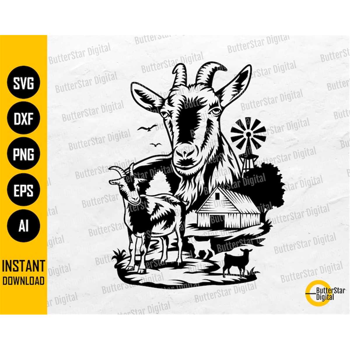 Farm Goat SVG | Farmhouse SVG | Animal Decal Graphics Illust | Inspire ...