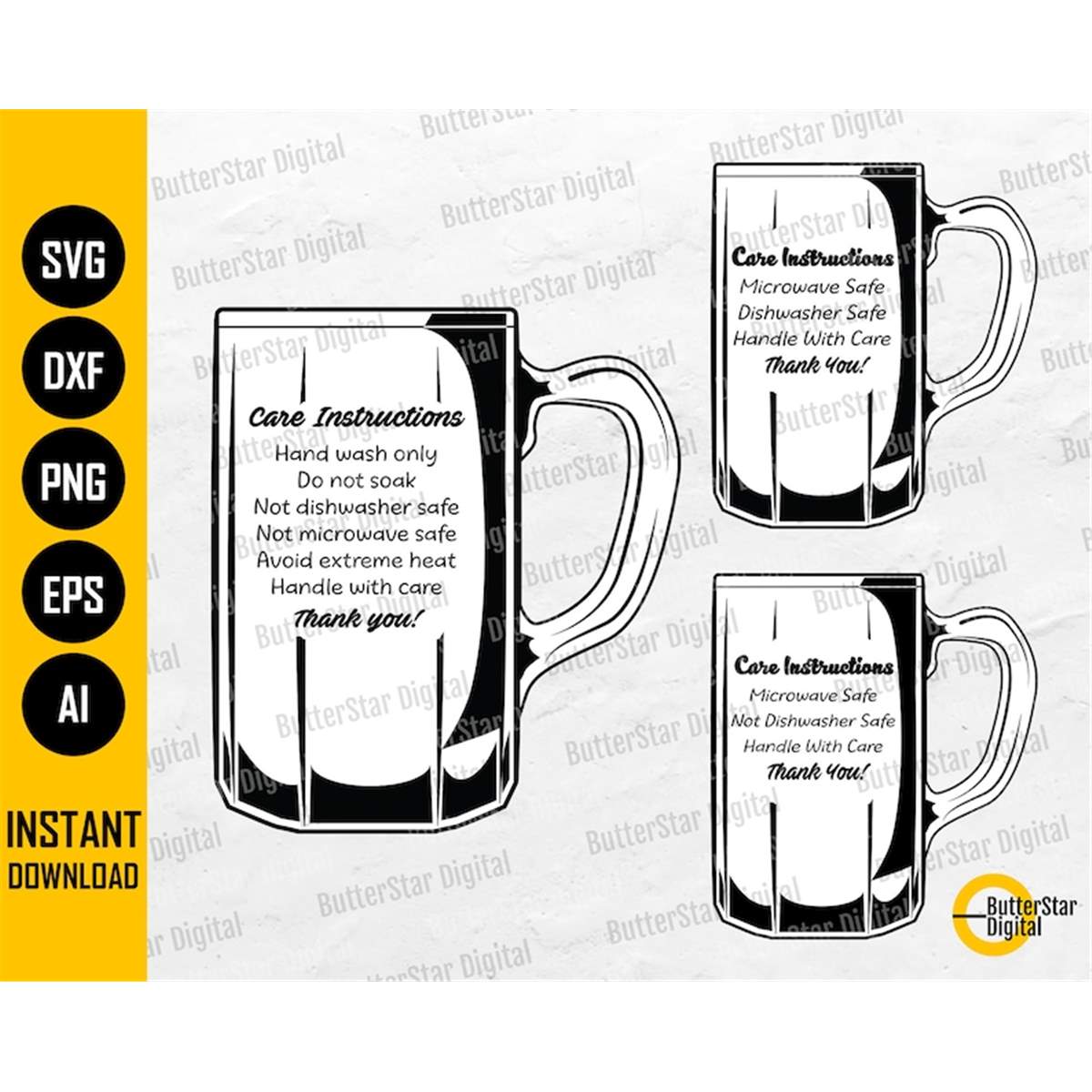 Beer Mug Care Card SVG | Printable Maintenance Instructions - Inspire ...