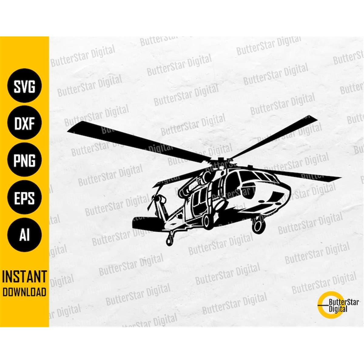 Black Hawk Helicopter SVG | Army Military Air Support Vehicl - Inspire ...
