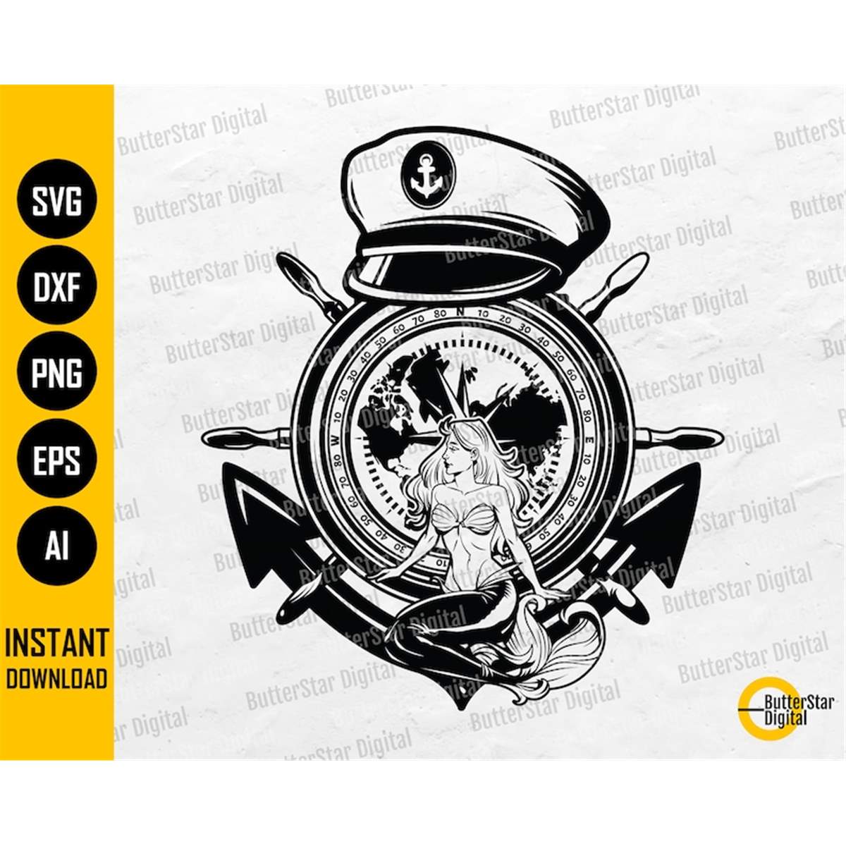 Sailor Anchor Compass SVG | Sail Mermaid Seaman Boat Ocean S | Inspire ...