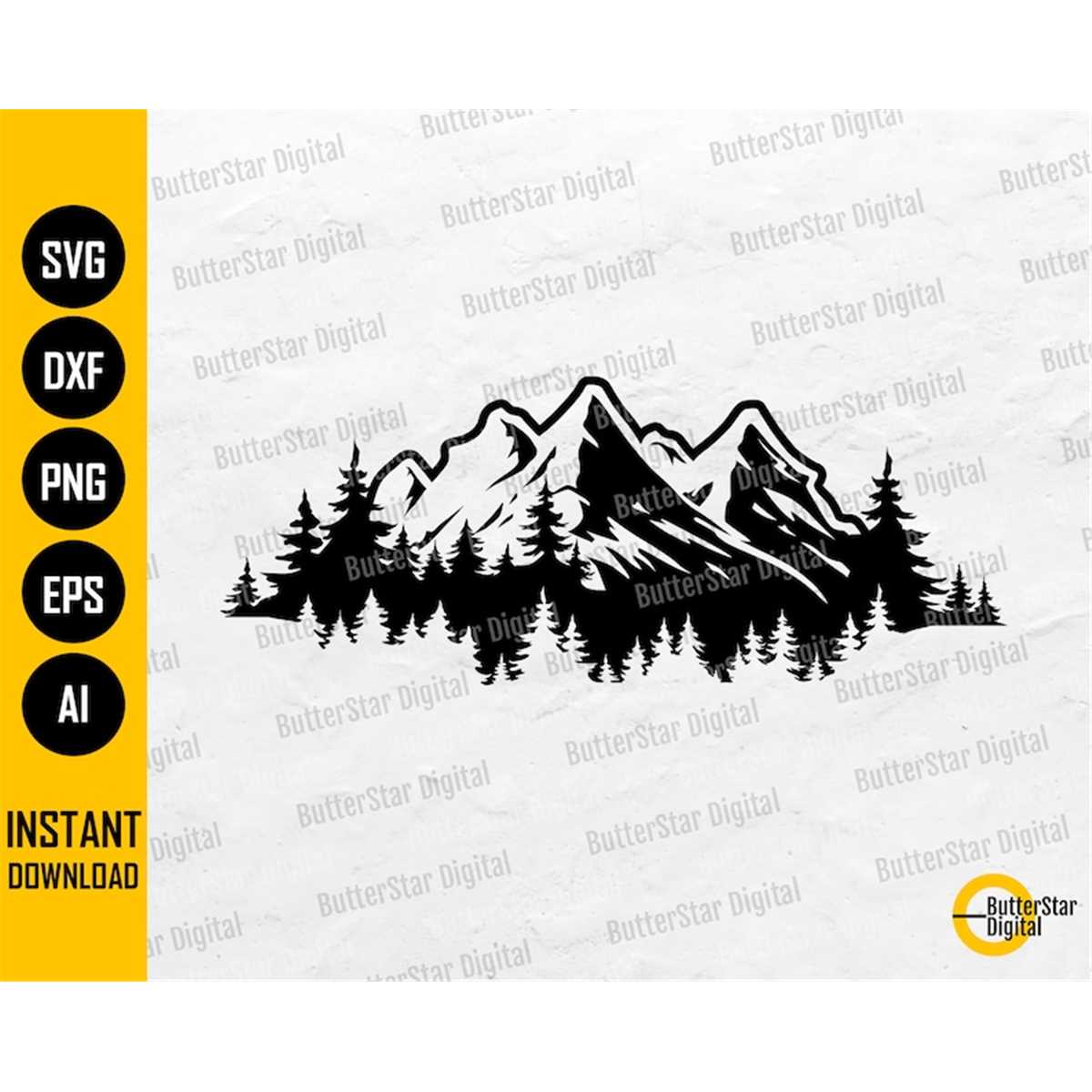 Mountain Scene SVG | Pine Trees SVG | Camping DIY T-Shirt St - Inspire ...