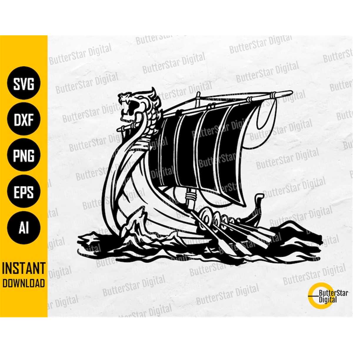 Viking Ship SVG | Dragon Boat SVG | Ancient Nordic Sail Jour - Inspire ...