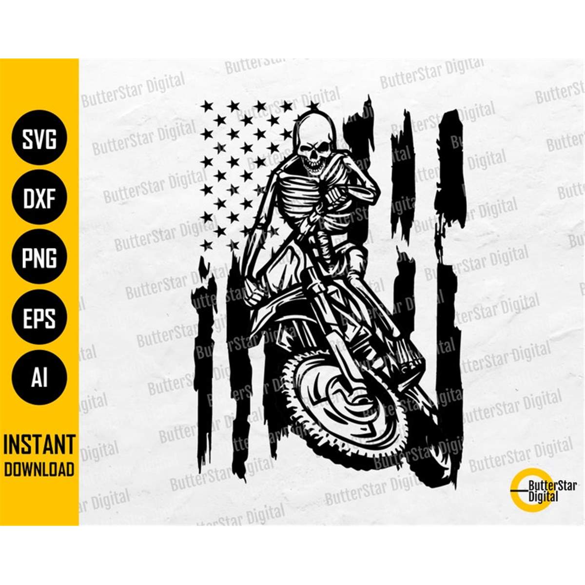 US Skeleton Motocross SVG | American Skull Biker SVG | Motor | Inspire ...