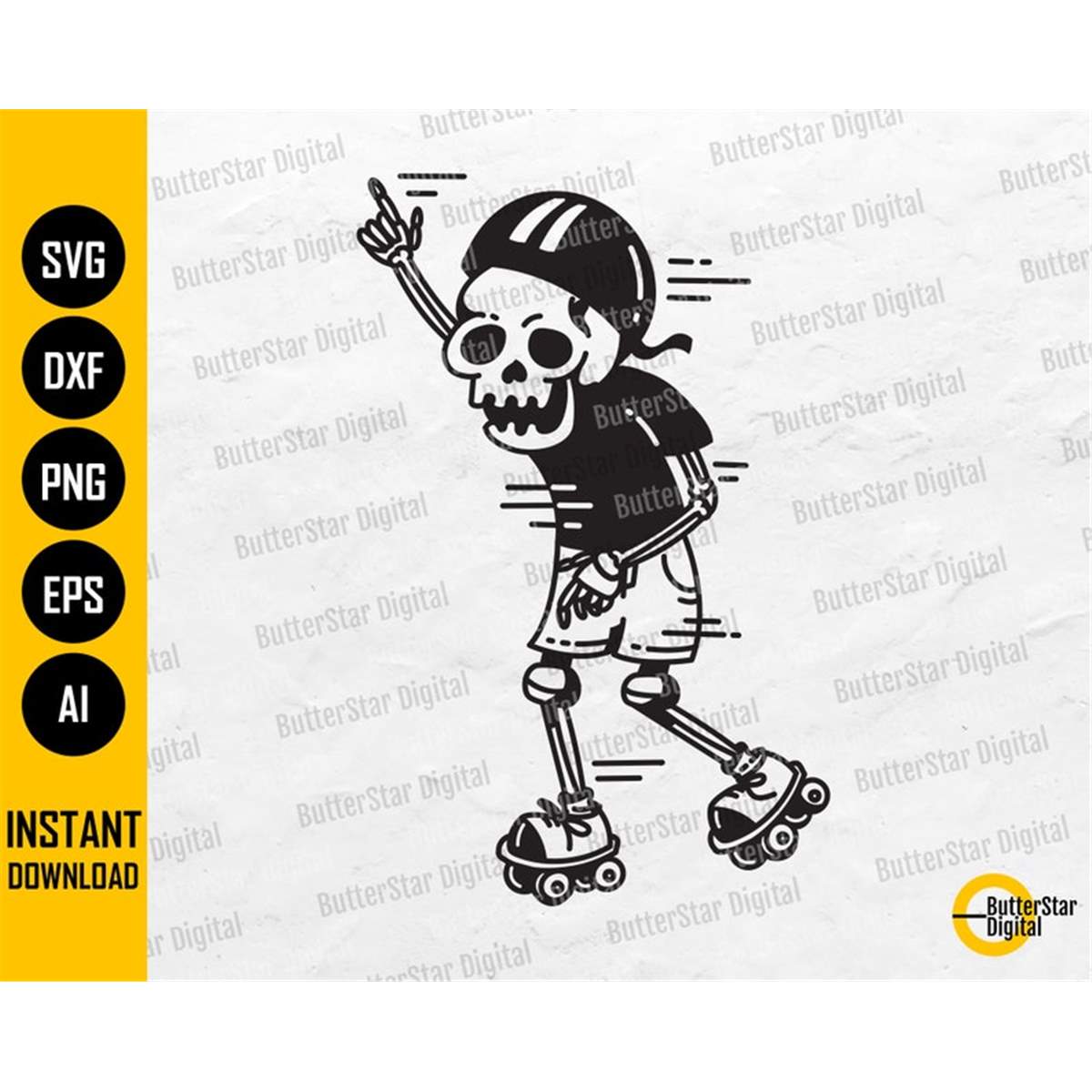 Skeleton Roller Skating SVG | Roller Skates SVG | Roller Bla - Inspire ...