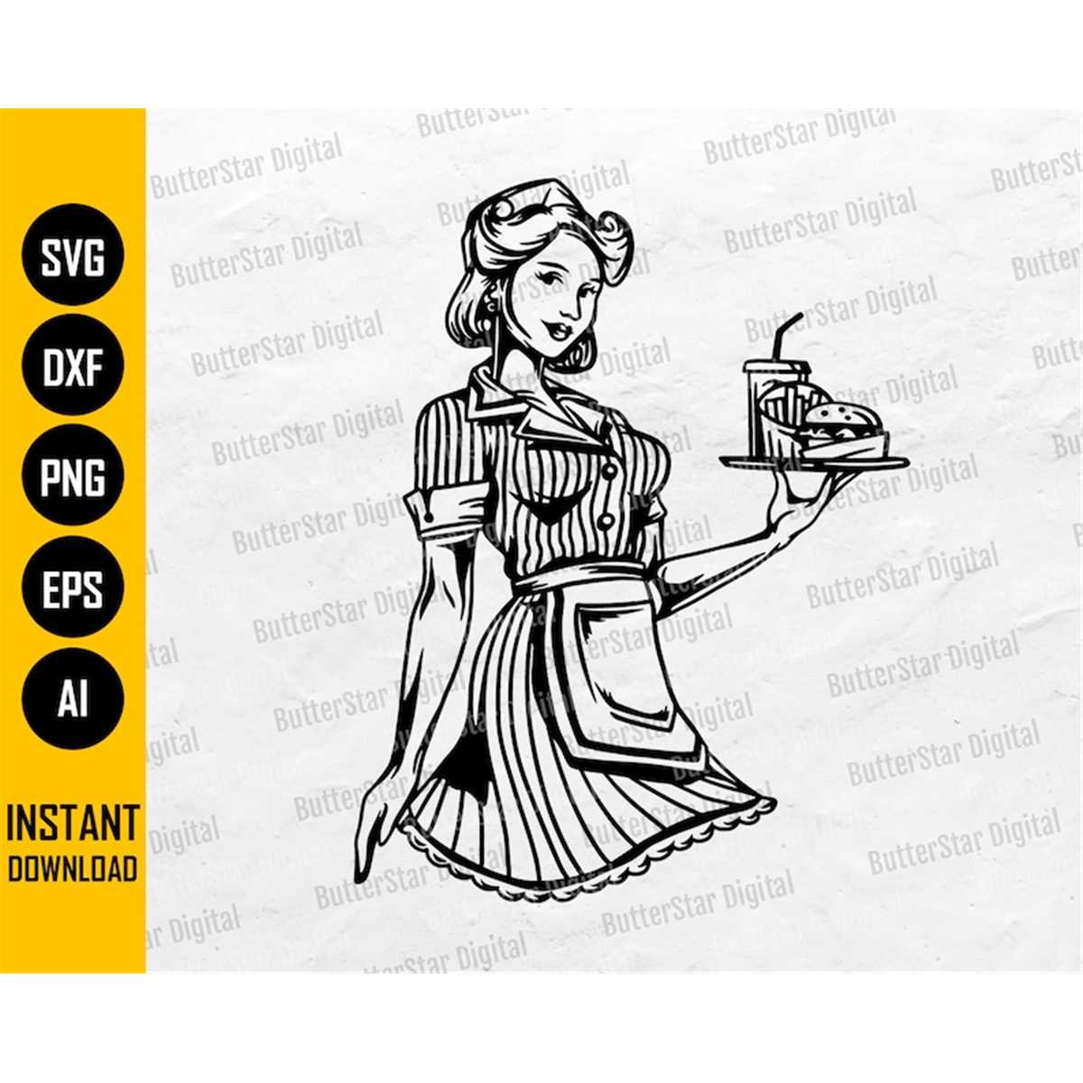 Diner Waitress SVG | Restaurant SVG | Fast Food SVG | Cafe S - Inspire ...