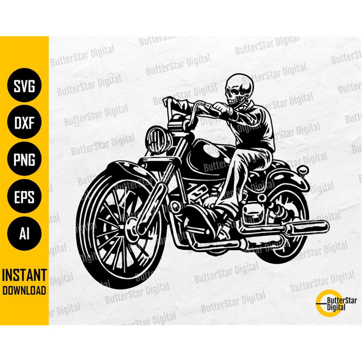 Biker Skeleton SVG | Skull Rider SVG | Motorcycle Motorbike - Inspire ...