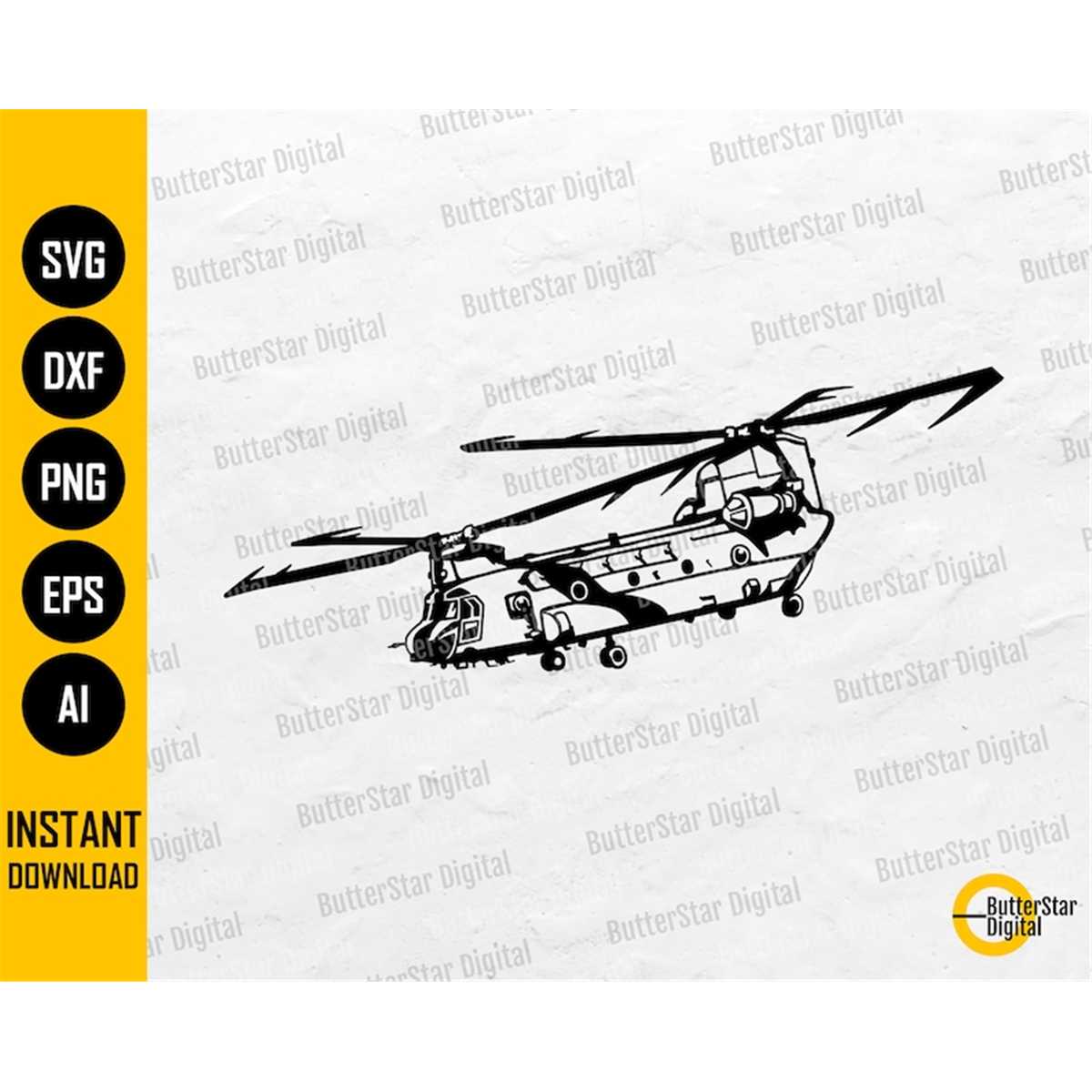 Chinook Helicopter SVG | Army Military Decal Sticker Graphic - Inspire ...