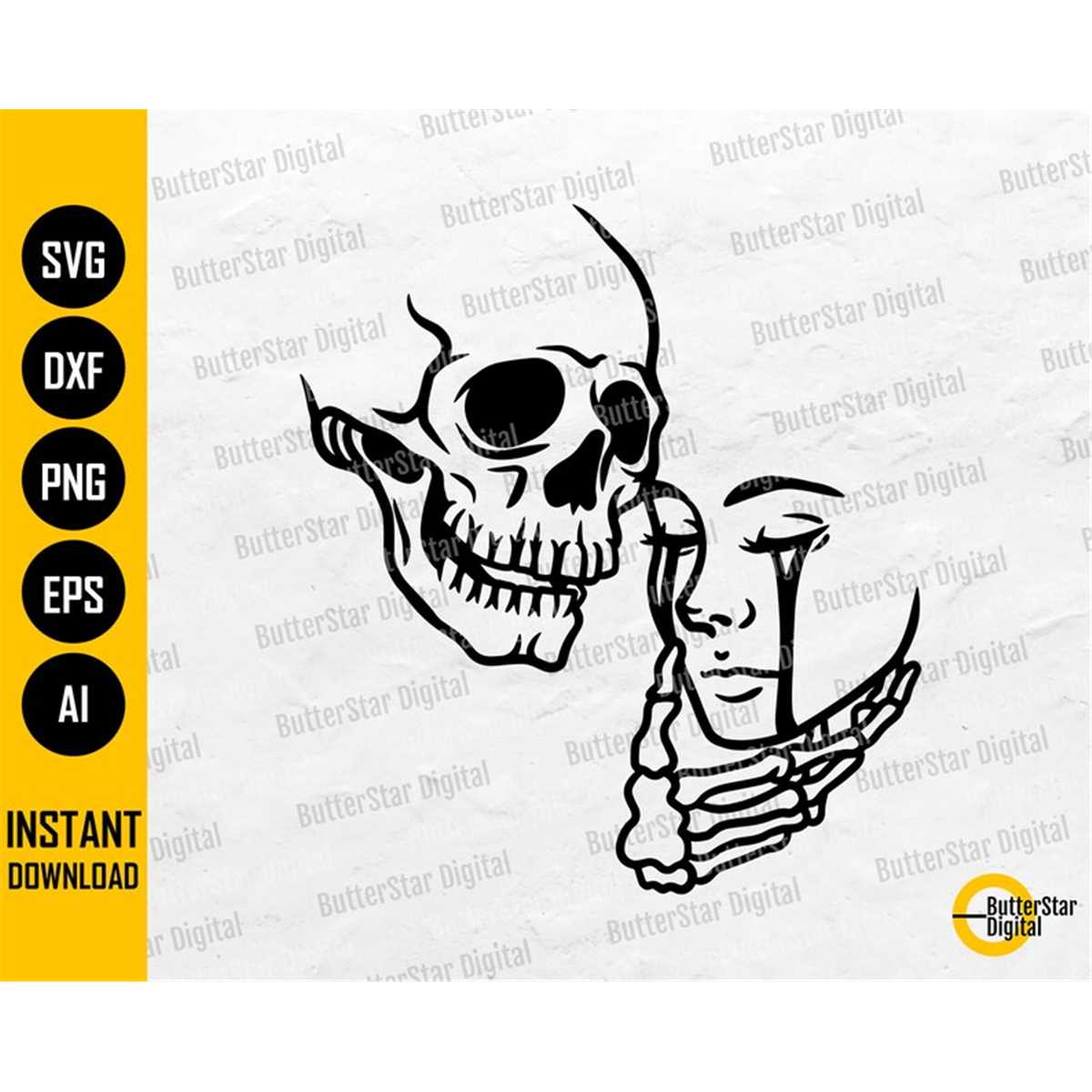 Skeleton With Crying Woman SVG | Sad Girl SVG | Depressed Co - Inspire ...