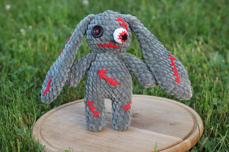 Crochet creepy bunny plush Halloween horror doll | Inspire Uplift