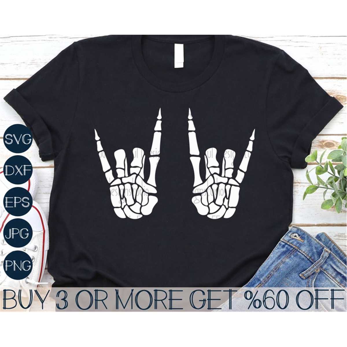 Rock and Roll SVG, Halloween SVG, Skeleton Hand SVG, Rocker - Inspire ...