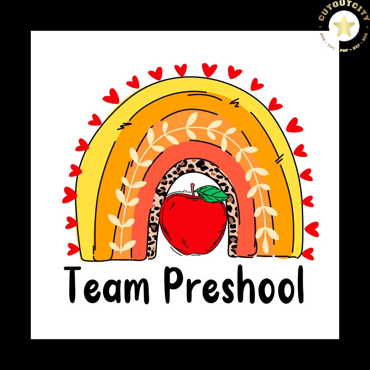 Back To School Shirt Svg Team Preschool Orange Apple Rainbow - Inspire ...