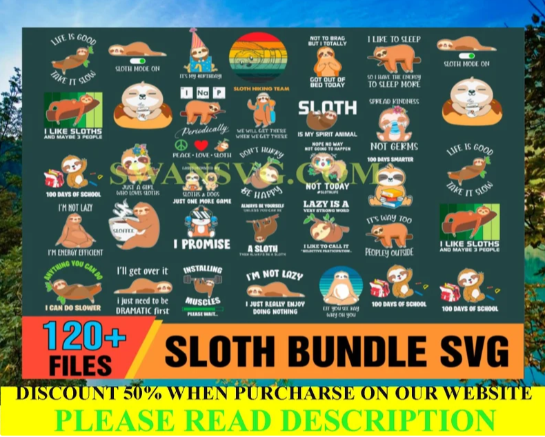 Sloth Bundle SVG, Animal Svg, Sloth Svg, Sloth Quote, Cute S | Inspire ...