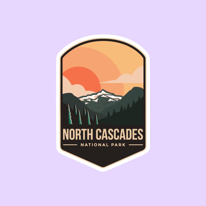 North Cascades National Park Sticker, National Park Badge St - Inspire ...
