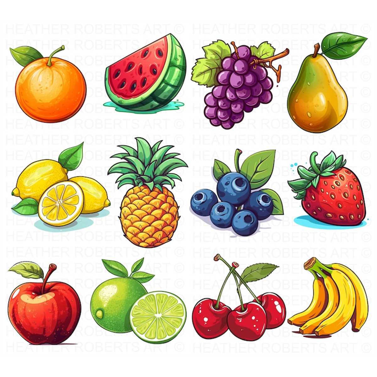 Fruit Clipart Set , Fruits PNG, Clipart Set of Strawberry, A | Inspire ...