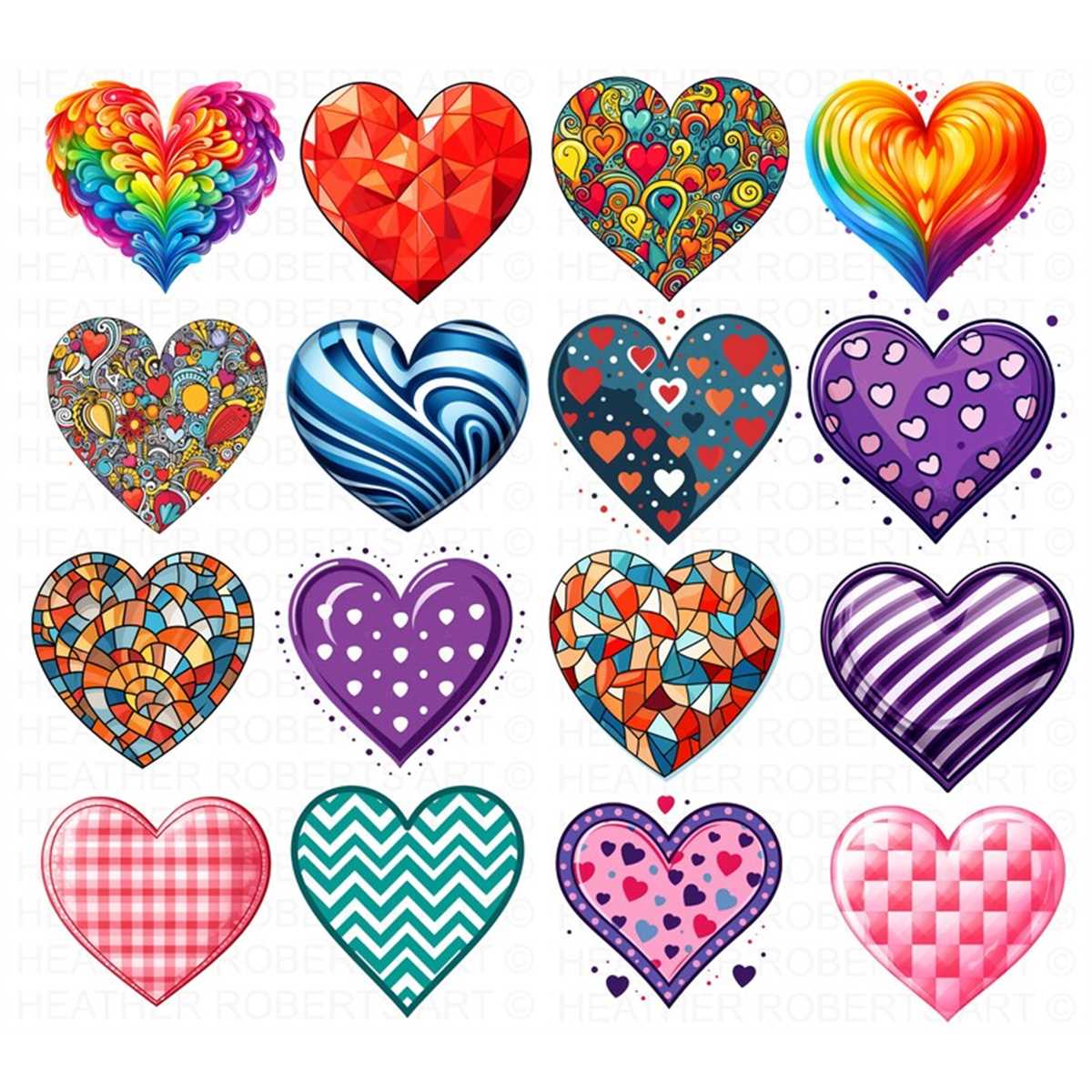 Heart Clipart Set, Valentine's Day Clip Art Set, Hearts PNG, | Inspire ...