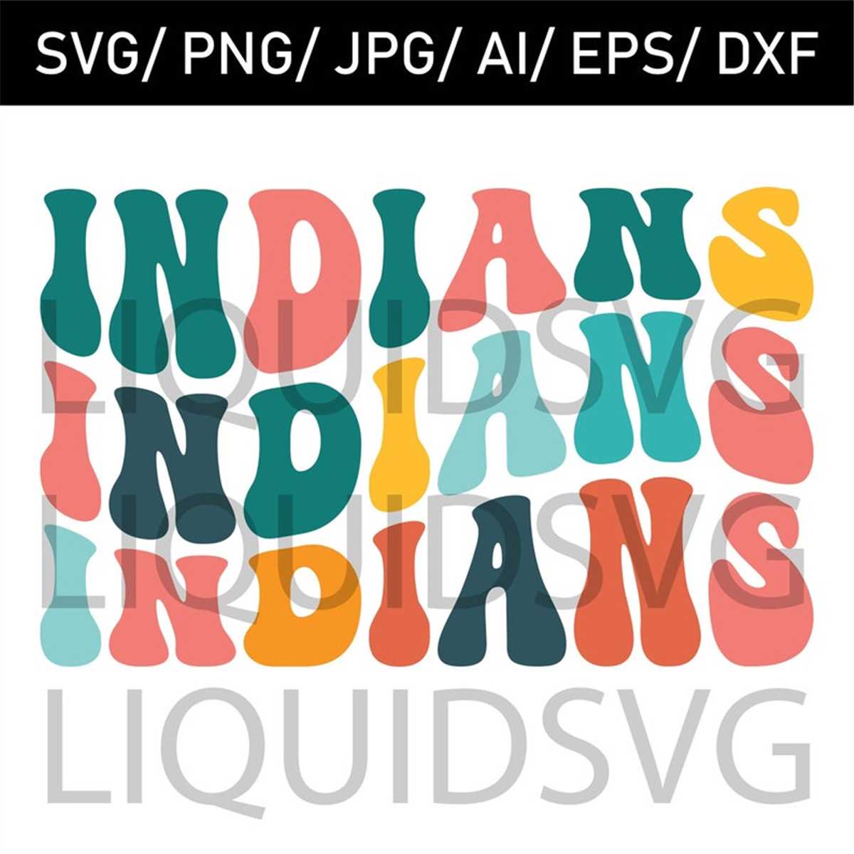 Indians svg Indians Wavy Stacked Svg Indians Mascot Svg Team - Inspire ...
