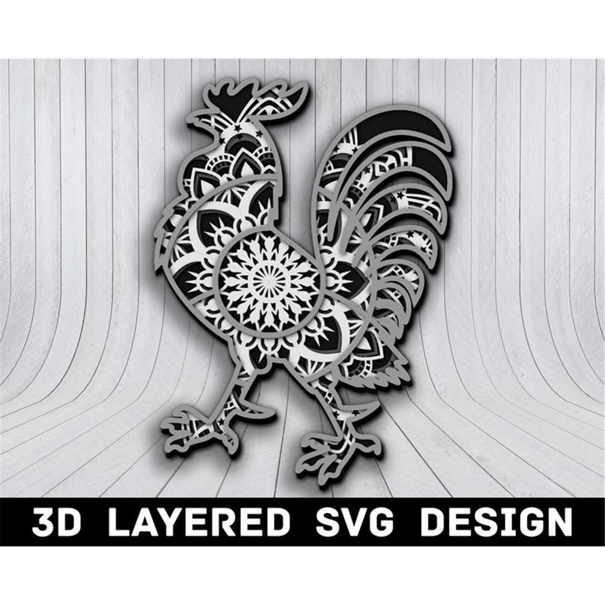 3D Mandala Rooster SVG File, 3D Rooster SVG Files, Rooster 3 - Inspire ...