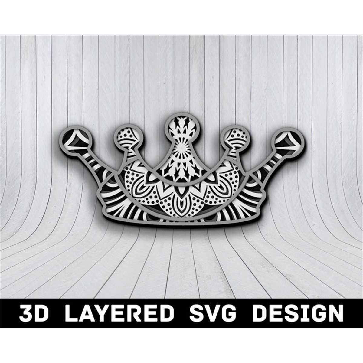 3D Mandala Crown SVG File, Crown Mandala SVG Files, Crown Ti | Inspire ...