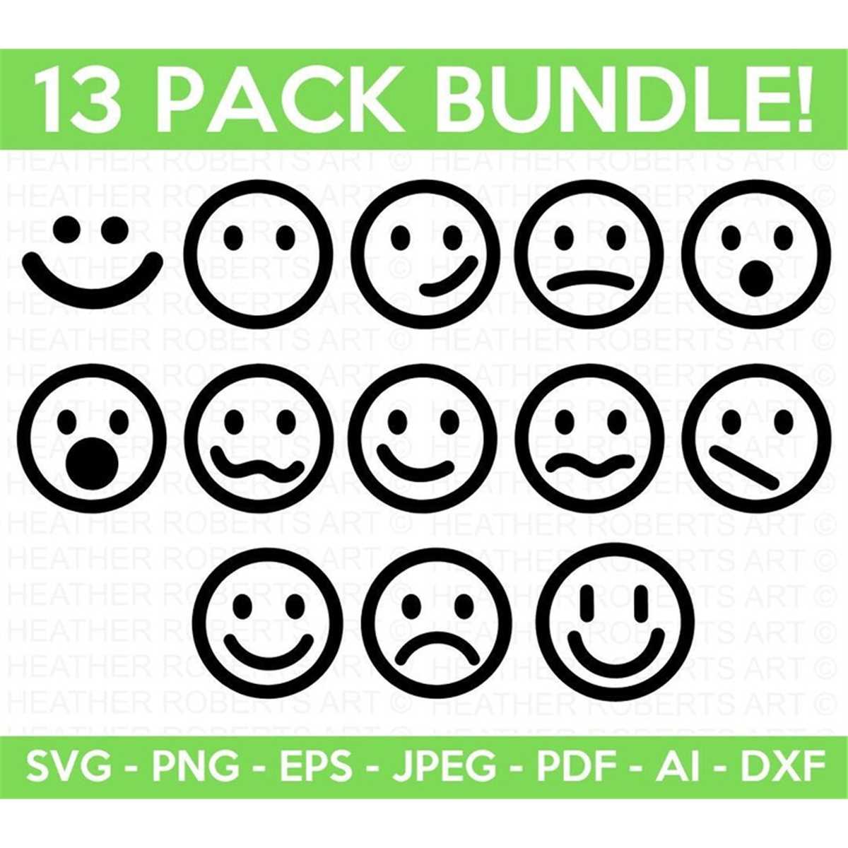 Emojis SVG Bundle, Emoticons Svg, Happy Face, Neutral Face, - Inspire ...