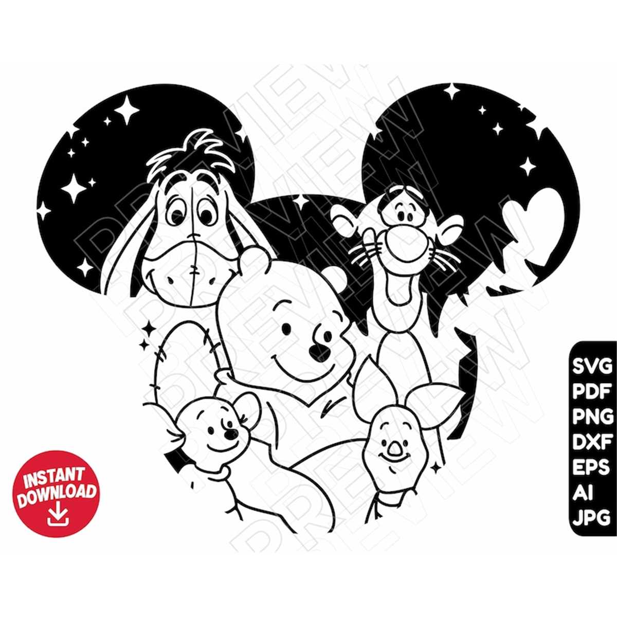 Winnie the pooh SVG ears tigger piglet eeyore roo png dxf cl - Inspire ...