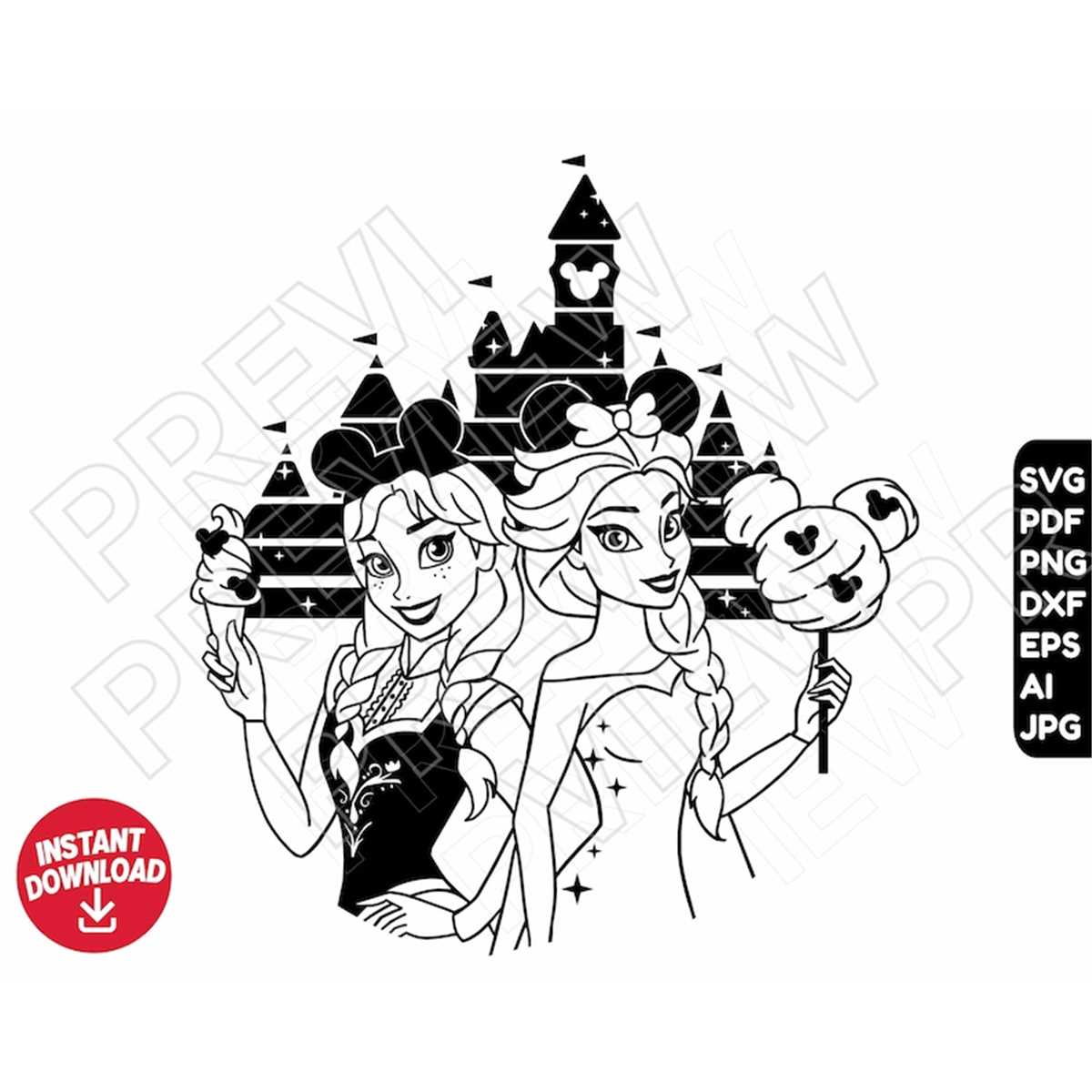Frozen SVG disneyland snacks castle Ana Elsa princesses dxf - Inspire ...