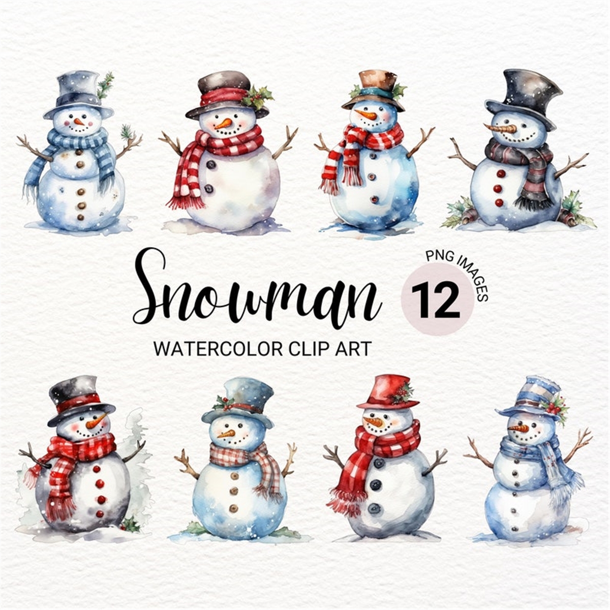 Snowman PNG | Watercolor Christmas Clipart | Winter Clipart | Inspire ...