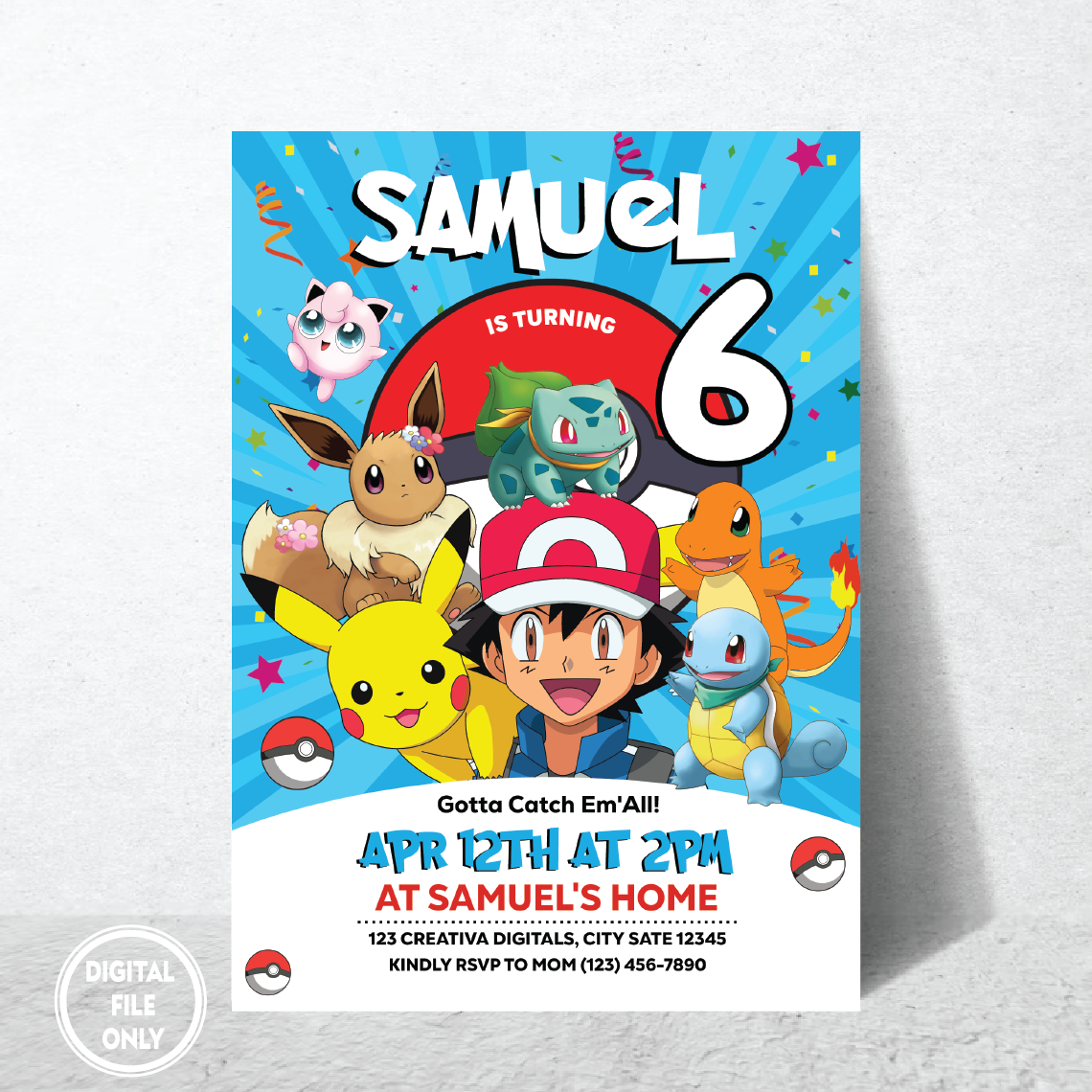 Personalized File Pokemon Birthday Invitation | Invitation | | Inspire ...