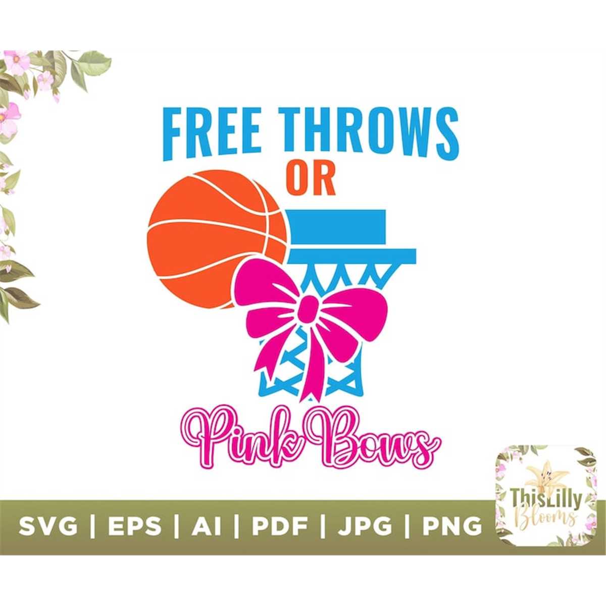 Free throws and pink bows SVG, gender reveal SVG, Png, gende - Inspire ...