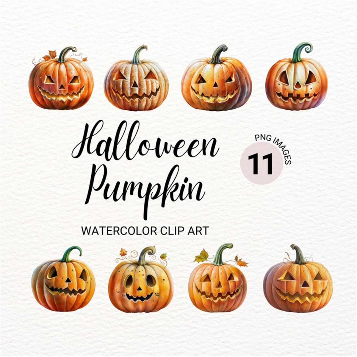 Halloween Pumpkin Clipart | Watercolor Halloween PNG | Spook | Inspire ...