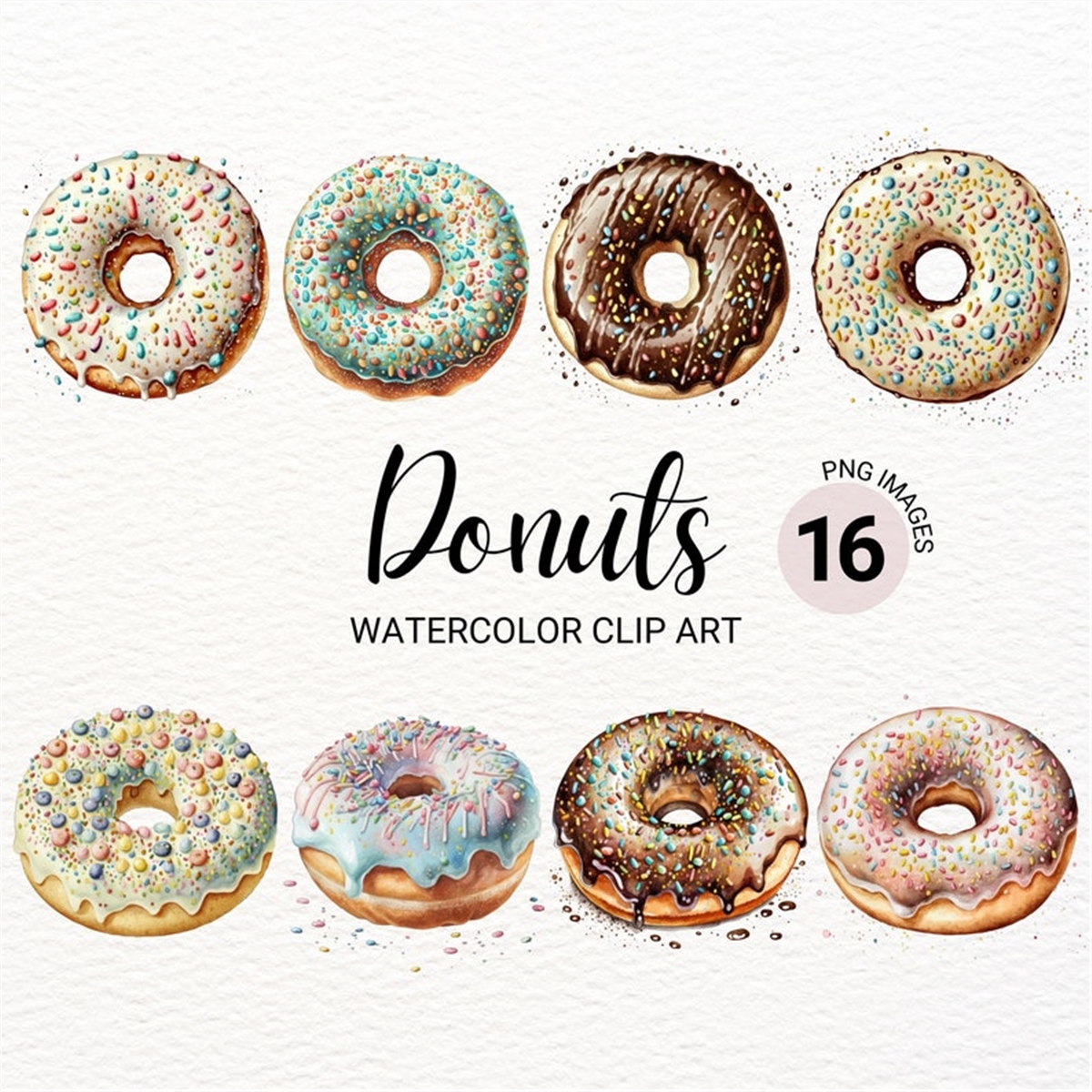 Donut Clipart | Watercolor Donut PNG | Baking Clipart | Dess | Inspire ...