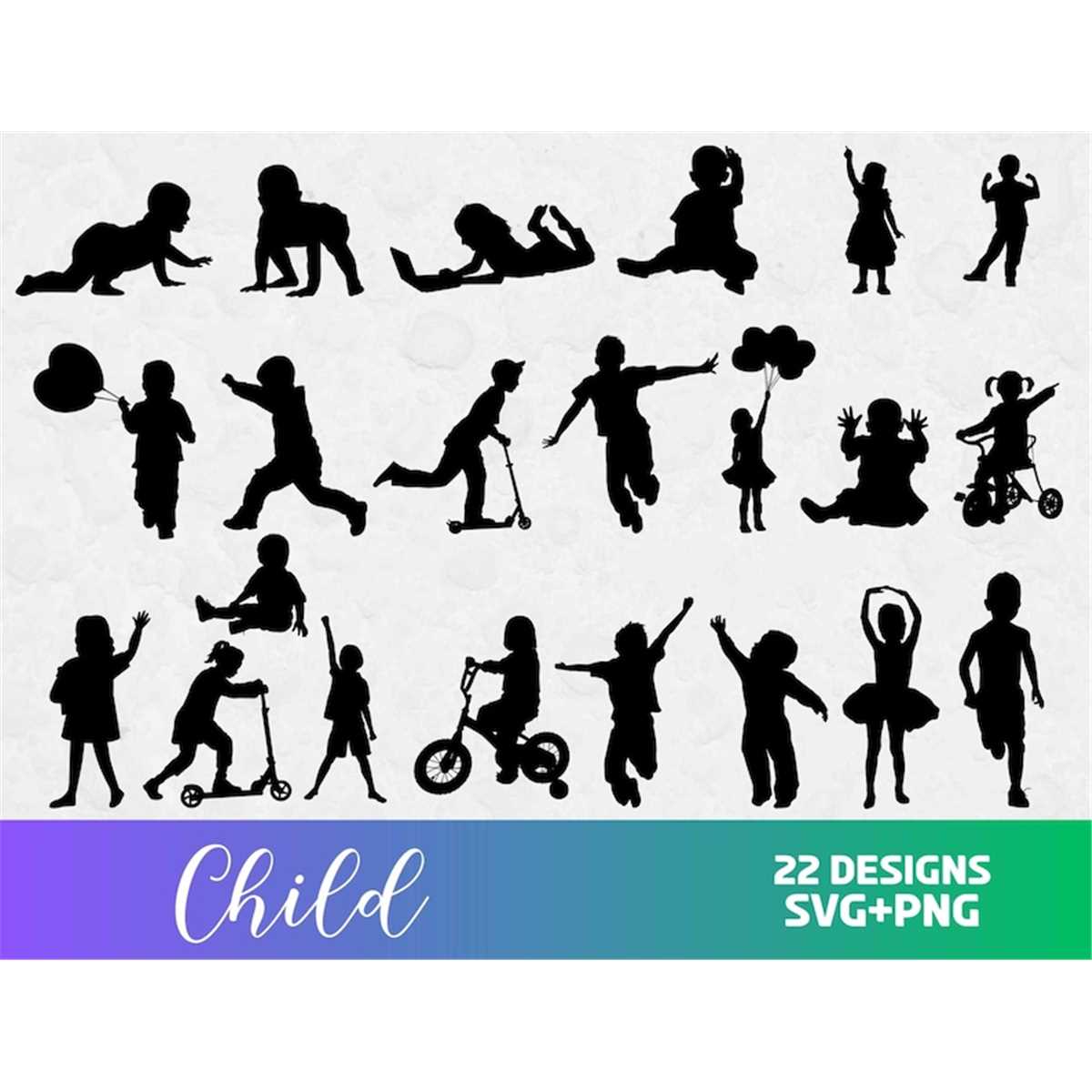 Child Svg Bundle, Svg Files for Cricut, People Silhouettes B | Inspire ...
